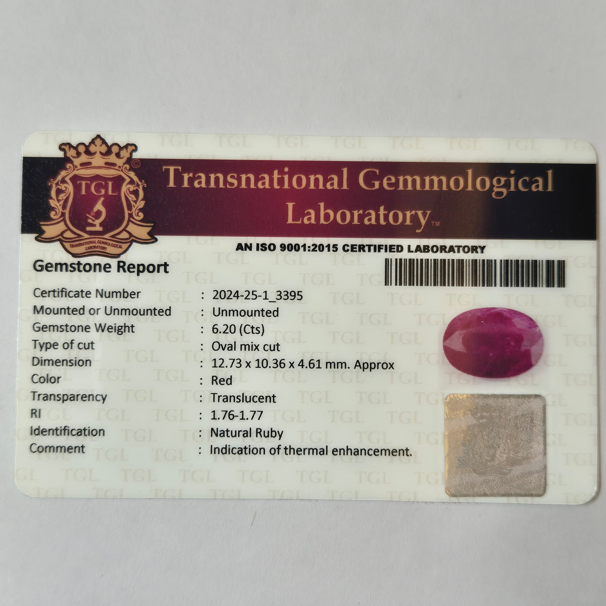 Ruby | RUB 220 | 6.2 Carat – BellarosaGems