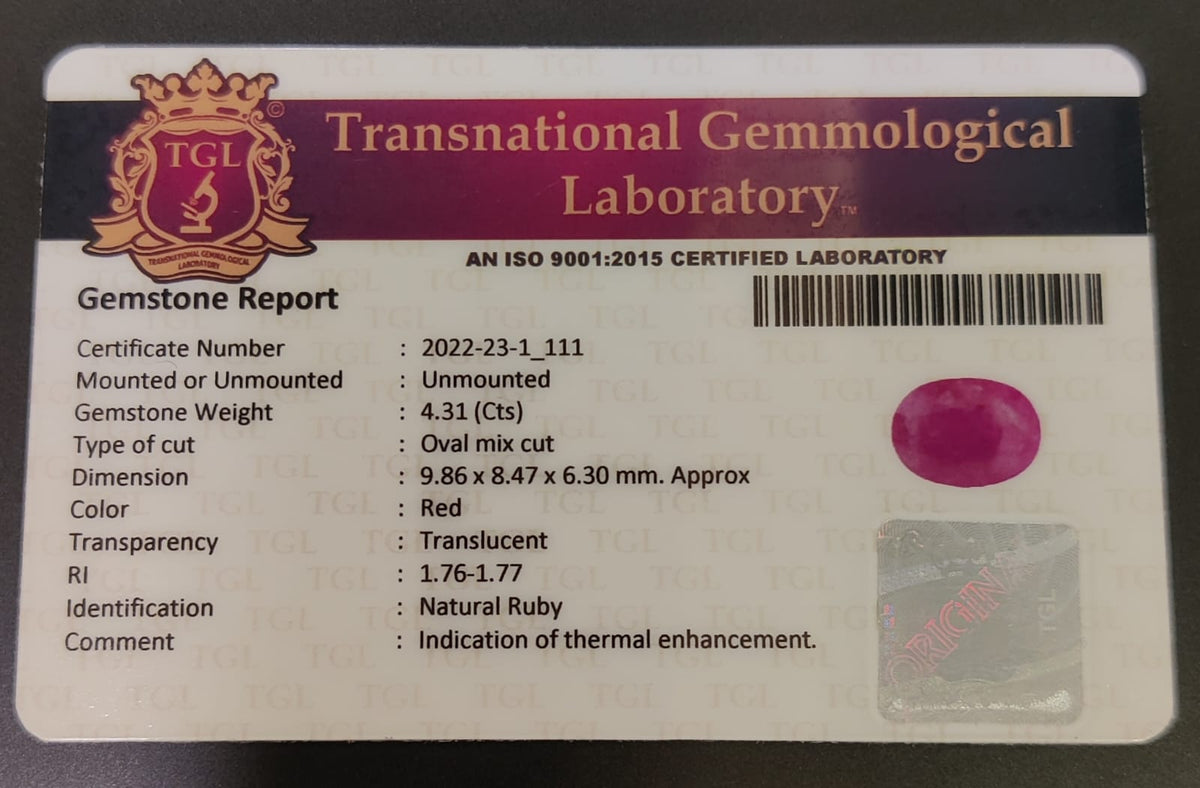 Ruby | RUB 54 | 4.31 Carat – BellarosaGems